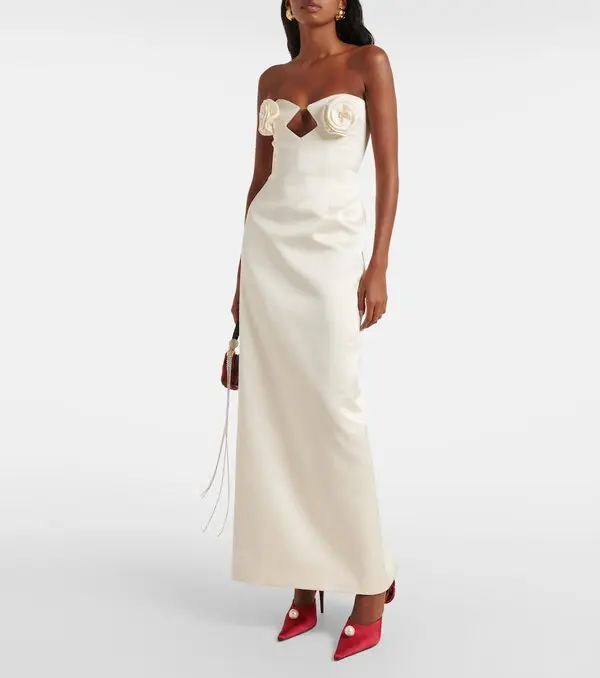 Magda Butrym Floral Appliqué Faux Pearl Mules - Red