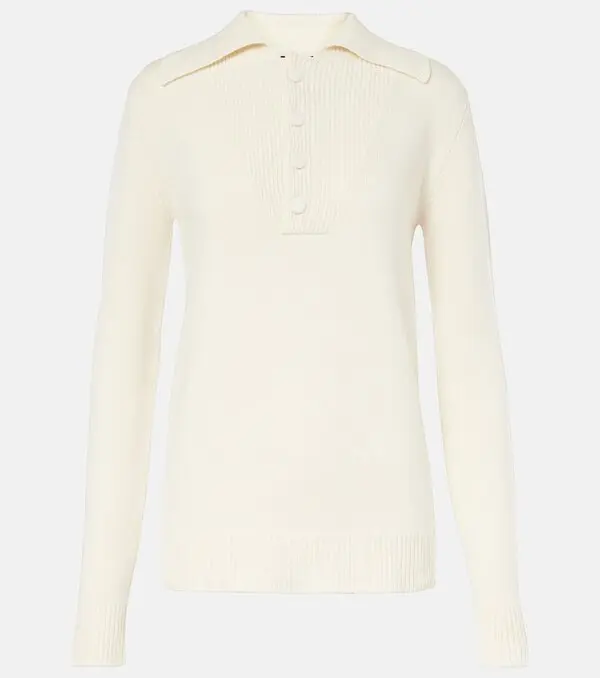 Plan C Wool And Cashmere Polo Sweater - White