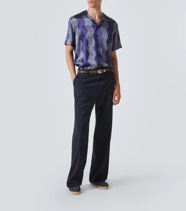 Frescobol Carioca Roberto Printed Silk Bowling Shirt