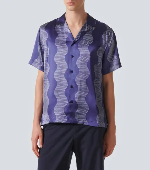 Frescobol Carioca Roberto Printed Silk Bowling Shirt