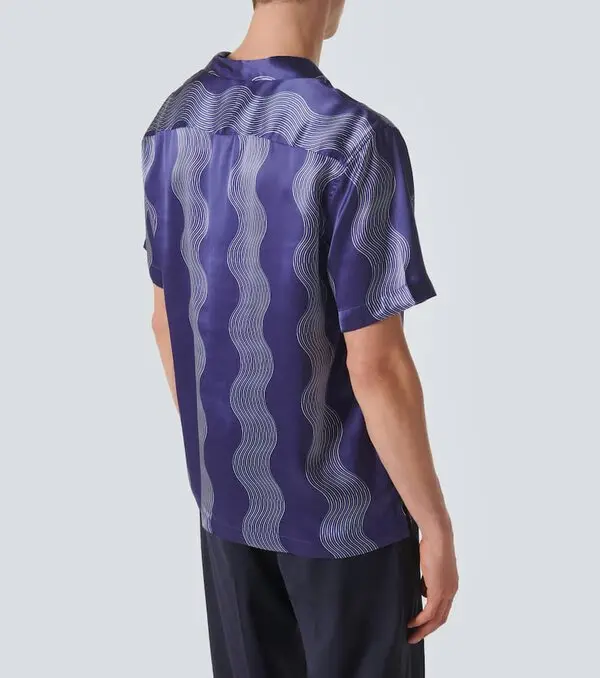 Frescobol Carioca Roberto Printed Silk Bowling Shirt