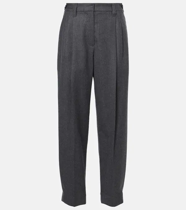Brunello Cucinelli High-rise Wool Pants - Grey
