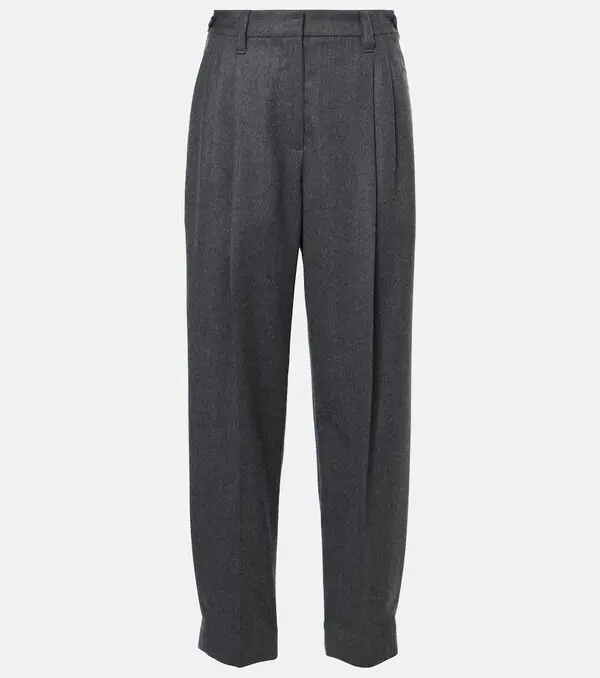 Brunello Cucinelli High-rise Wool Pants - Grey