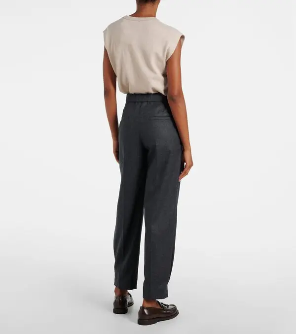 Brunello Cucinelli High-rise Wool Pants - Grey