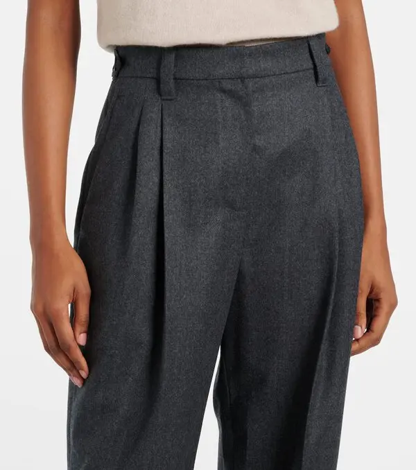Brunello Cucinelli High-rise Wool Pants - Grey