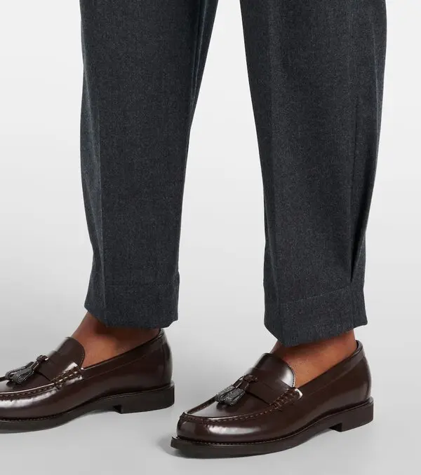 Brunello Cucinelli High-rise Wool Pants - Grey