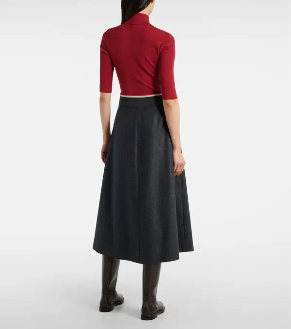 Brunello Cucinelli Wool Midi Skirt