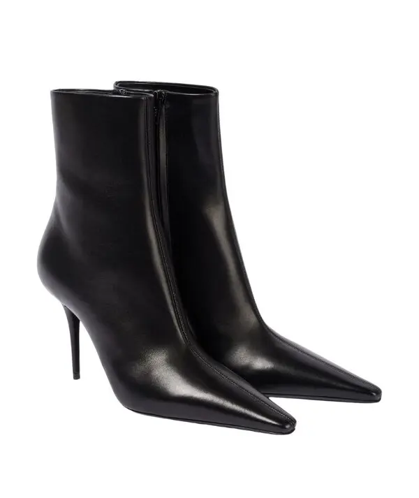 Saint Laurent Ashley 90 Leather Booties - Black