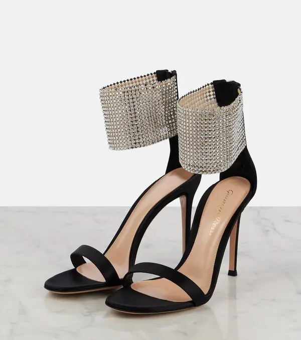 GIANVITO ROSSI Adore 105 Embellished Satin Sandals