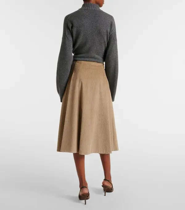 Brunello Cucinelli Cotton Midi Skirt - Beige