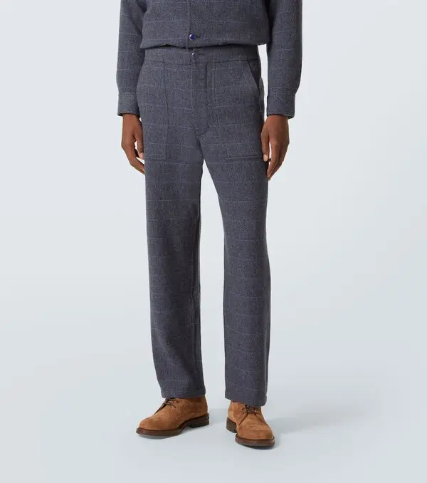GOD'S TRUE CASHMERE Herringbone Checked Cashmere Pants
