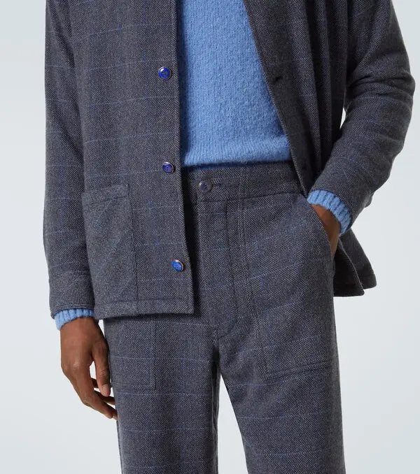 GOD'S TRUE CASHMERE Herringbone Checked Cashmere Pants