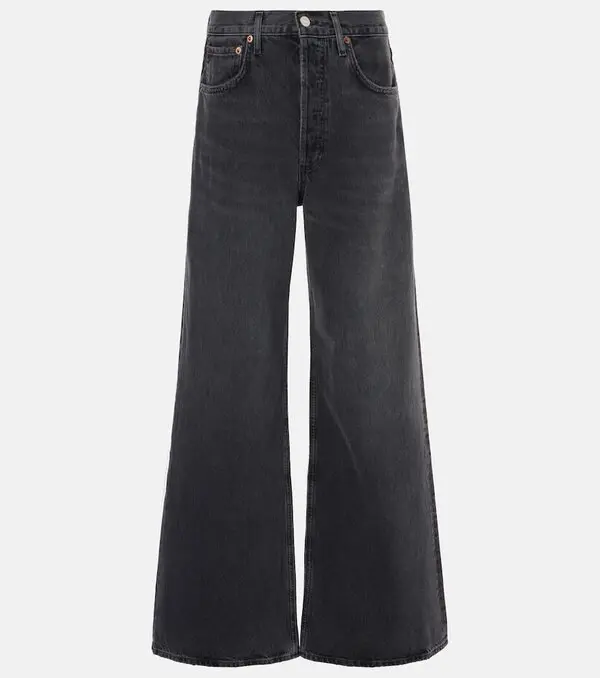 AGOLDE Dame High-rise Wide-leg Jeans - Black