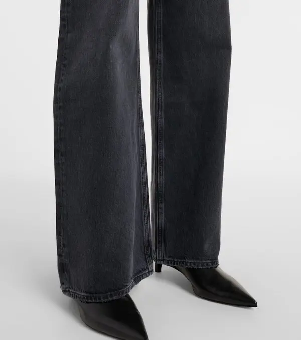AGOLDE Dame High-rise Wide-leg Jeans - Black