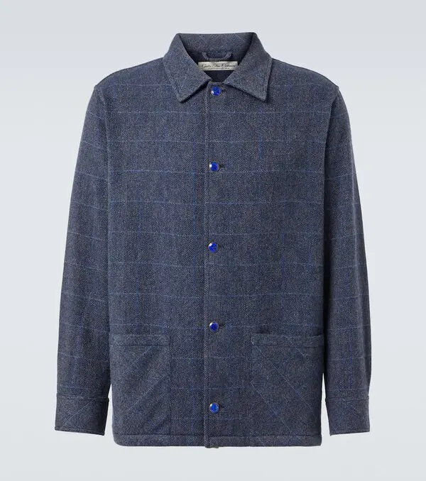 GOD'S TRUE CASHMERE Wizard Herringbone Checked Cashmere Overshirt