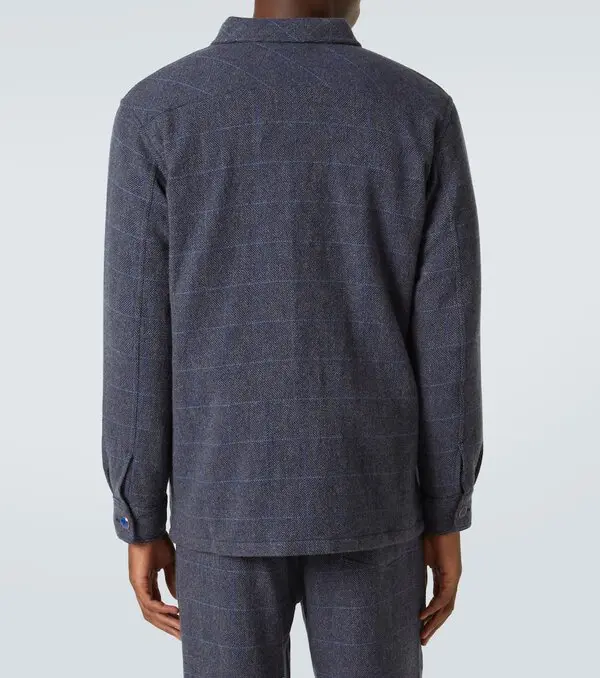 GOD'S TRUE CASHMERE Wizard Herringbone Checked Cashmere Overshirt