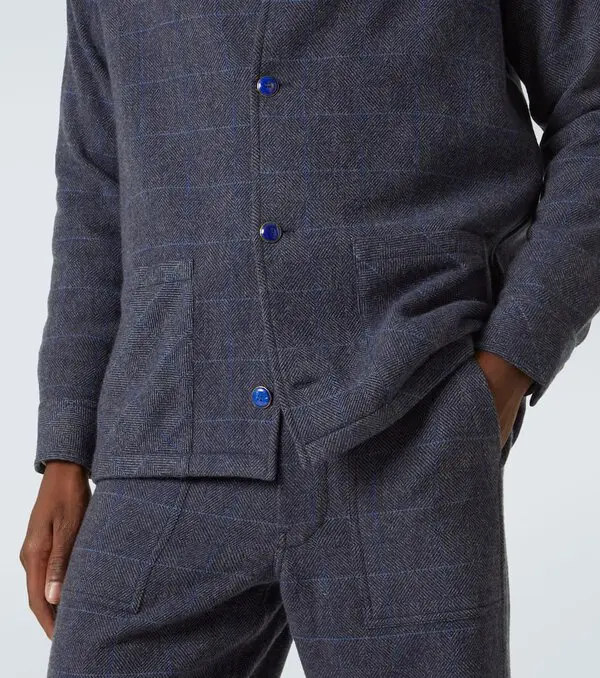 GOD'S TRUE CASHMERE Wizard Herringbone Checked Cashmere Overshirt