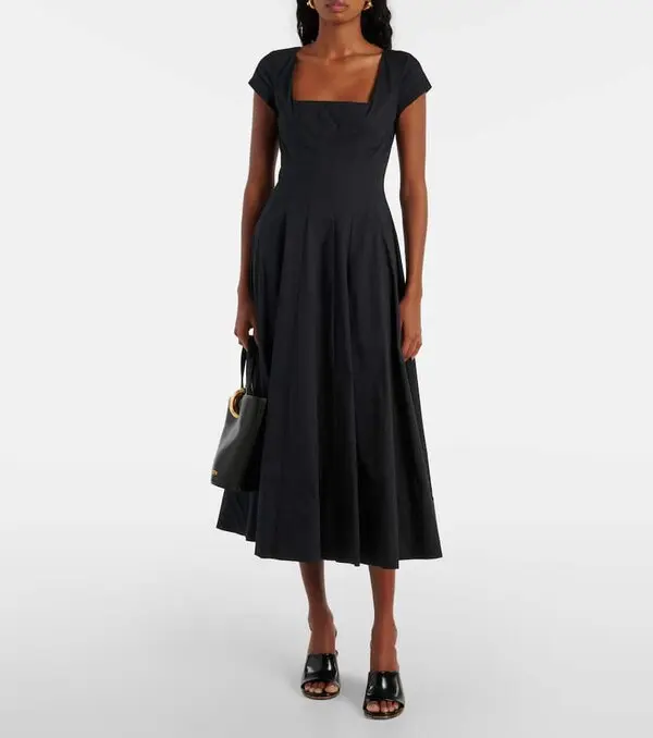 Staud Cotton Poplin Midi Dress - Black