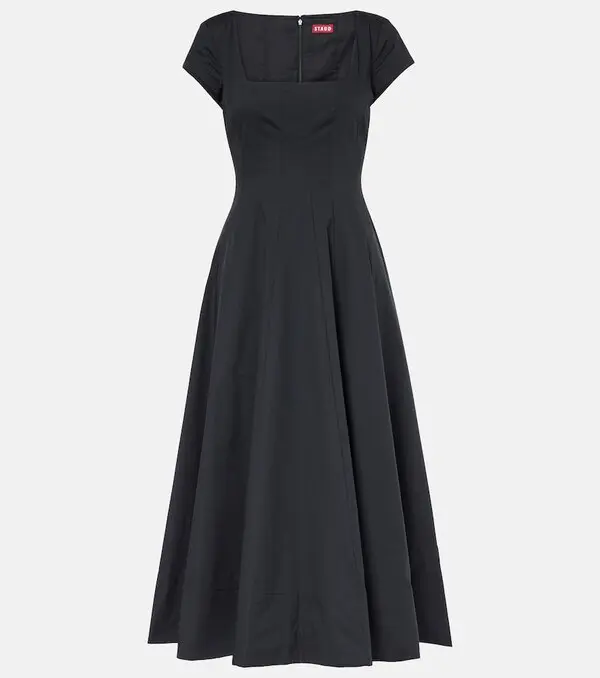 Staud Cotton Poplin Midi Dress - Black