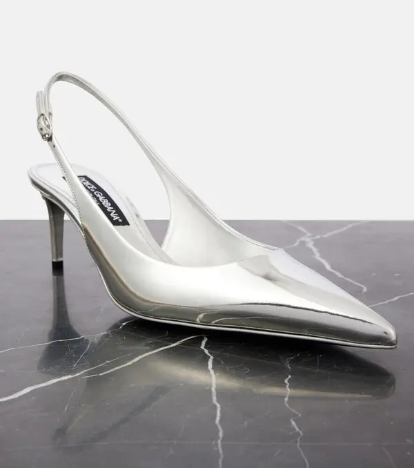 Dolce & Gabbana Metallic Leather Slingback Pumps