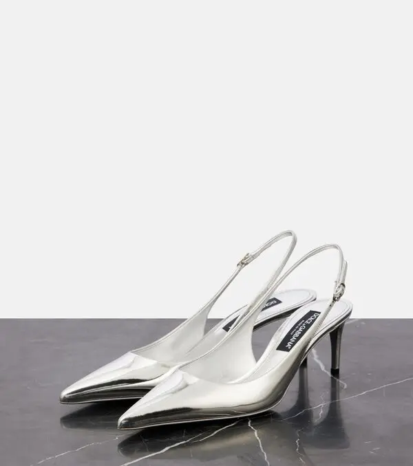 Dolce & Gabbana Metallic Leather Slingback Pumps