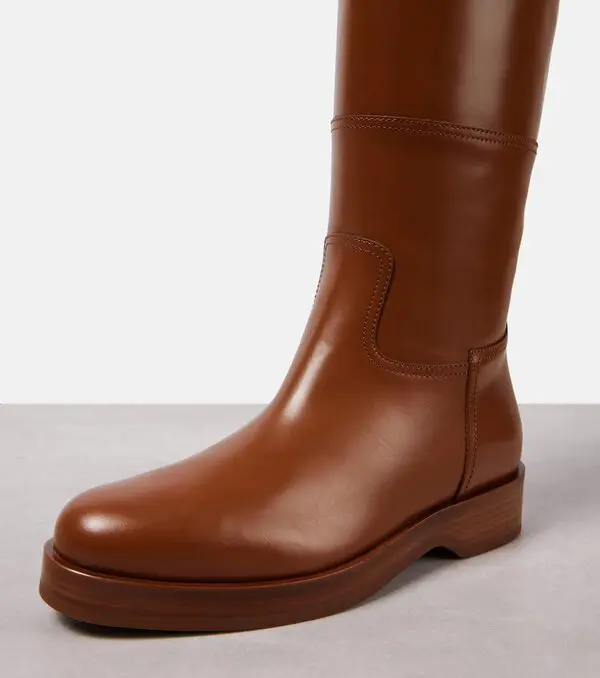 Loro Piana Lupo Leather Knee-high Boots