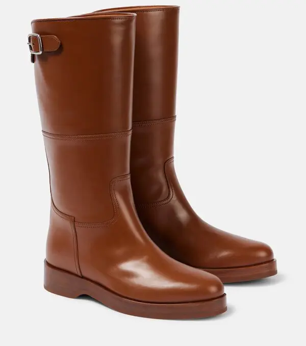 Loro Piana Lupo Leather Knee-high Boots - Brown