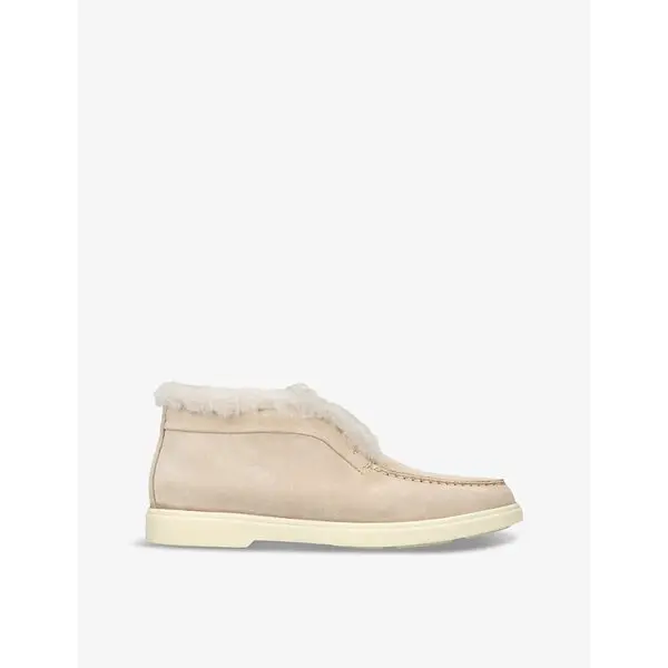 Santoni Fortune Embossed Suede Ankle Boots - Beige