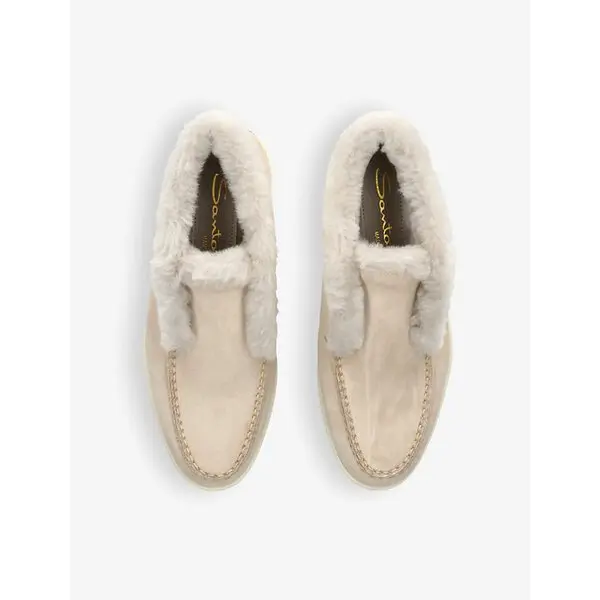 Santoni Fortune Embossed Suede Ankle Boots - Beige