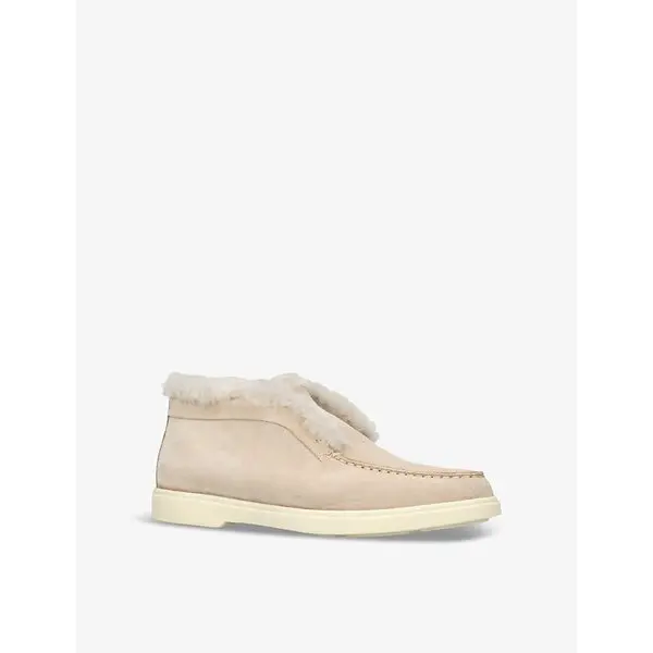 Santoni Fortune Embossed Suede Ankle Boots - Beige