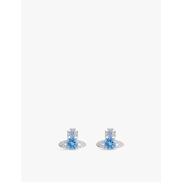 VIVIENNE WESTWOOD Ismene Stud Earrings - Platinum/blue White Cz