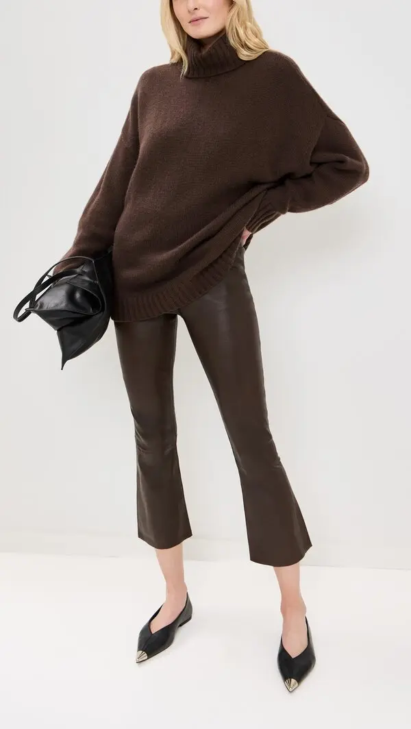 Sprwmn Crop Flare Leather Pants