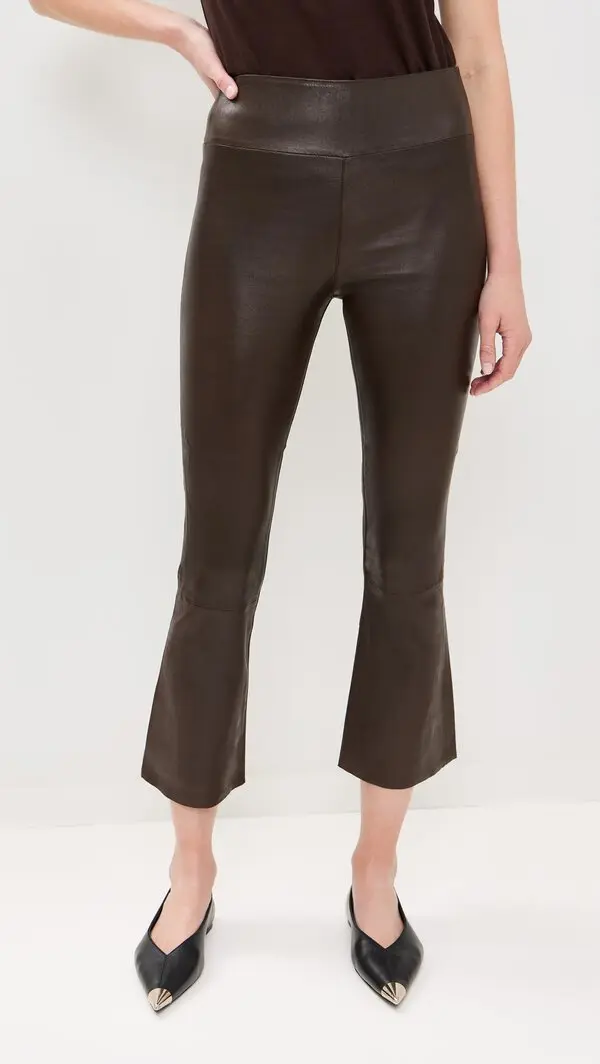 Sprwmn Crop Flare Leather Pants