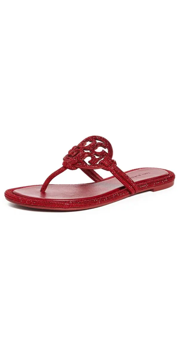 Tory Burch Miller Knotted Pave Sandals - Ruby