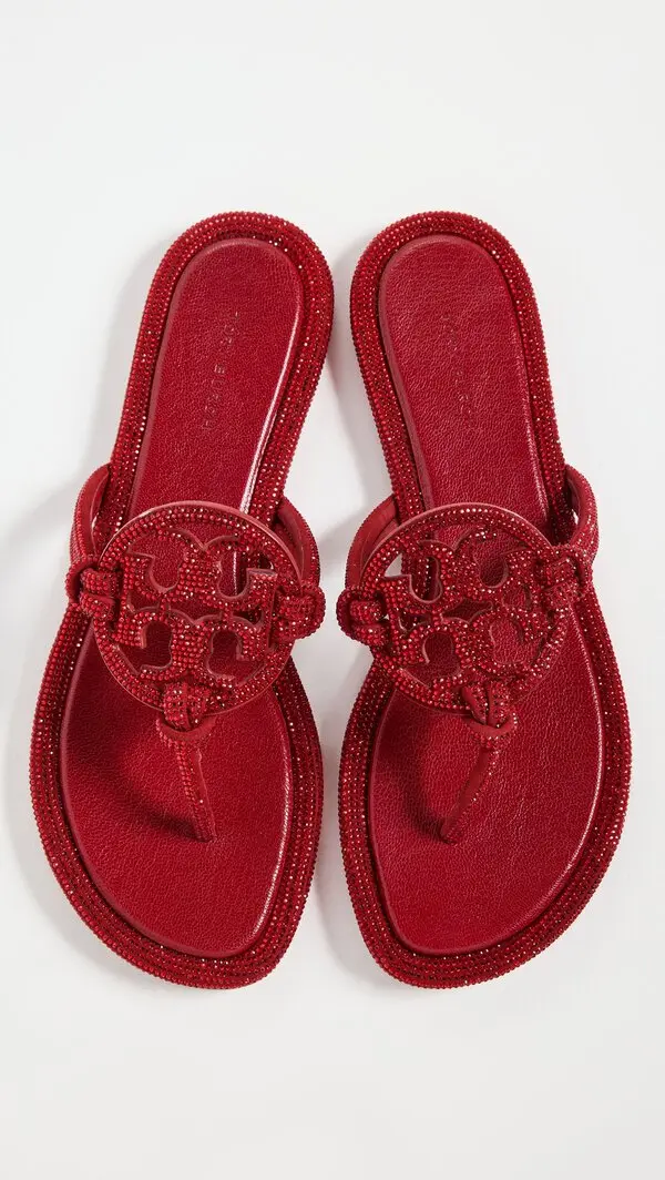 Tory Burch Miller Knotted Pave Sandals - Ruby