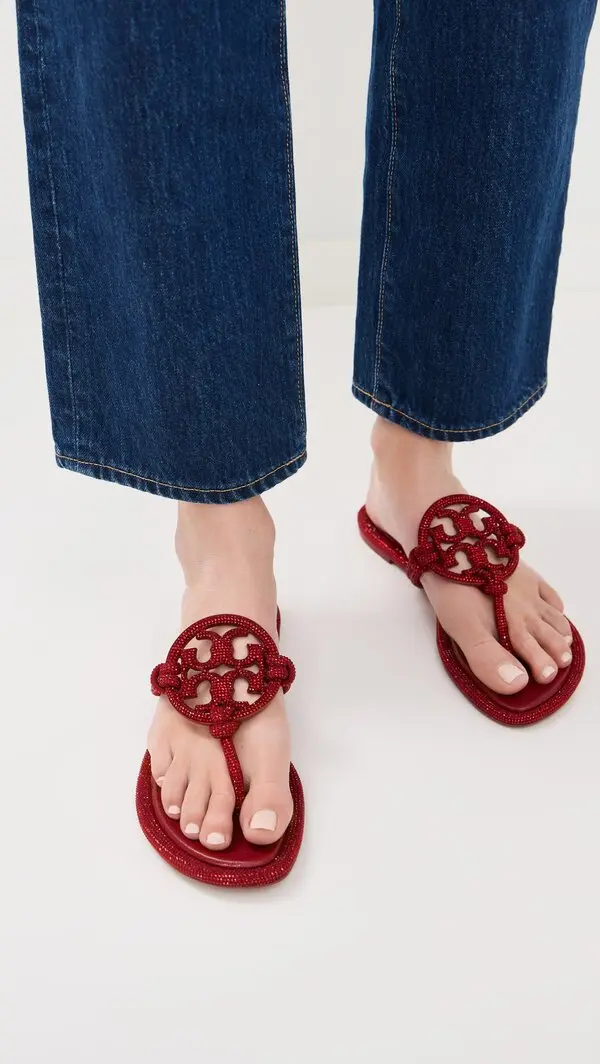 Tory Burch Miller Knotted Pave Sandals - Ruby