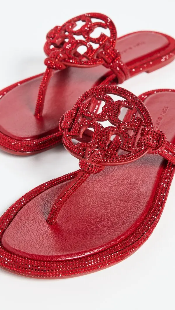 Tory Burch Miller Knotted Pave Sandals - Ruby