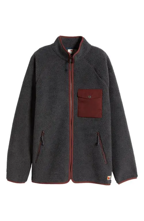 Fjallraven Vardag Pile Fleece Zip Jacket - Dark Grey-maroon