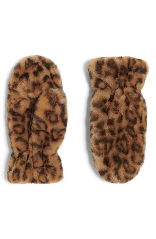 Apparis Coco Faux Fur Mittens - Leopard