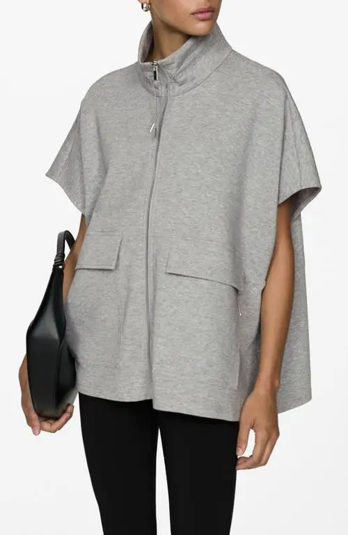 Mango Cotton Blend Fleece Poncho Jacket