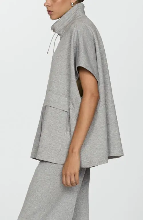 Mango Cotton Blend Fleece Poncho Jacket