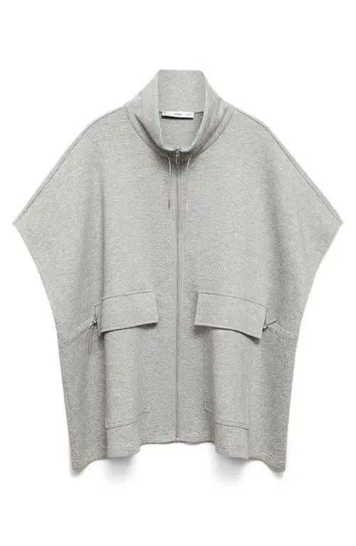 Mango Cotton Blend Fleece Poncho Jacket