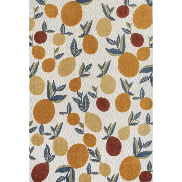 JONATHAN Y Limone Bold Lemon High-low Indoor/outdoor Area Rug - Orange/beige/cream