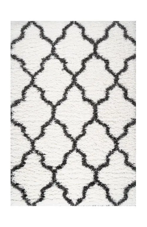 JONATHAN Y Marrakesh Shag Trellis Area Rug - Ivory/charcoal