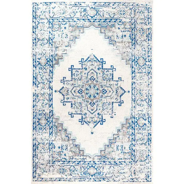 JONATHAN Y Inigo Cottage Medallion Area Rug - Blue/gray