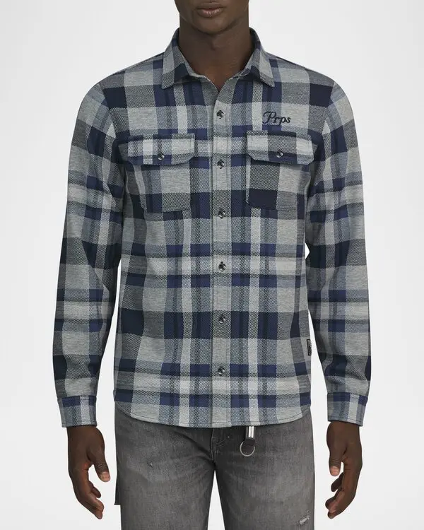 Prps Big Sky Plaid Button-Down Shirt In Blue 60% Off Editorialist