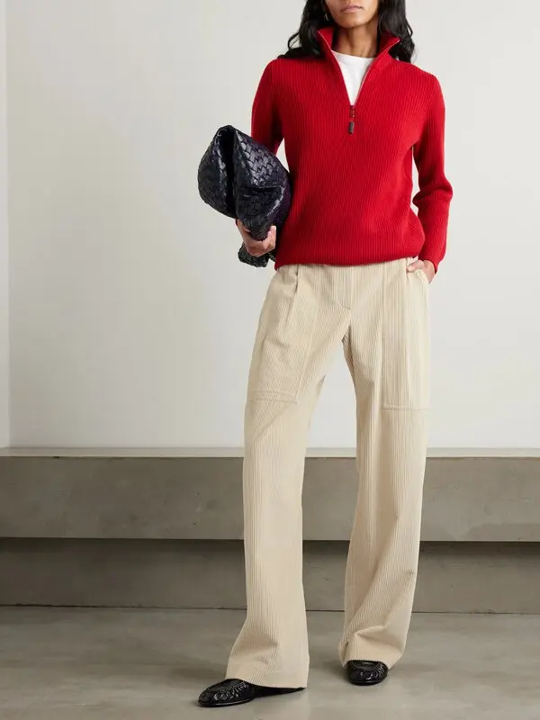 Brunello Cucinelli Cotton-corduroy Trousers - Ecru