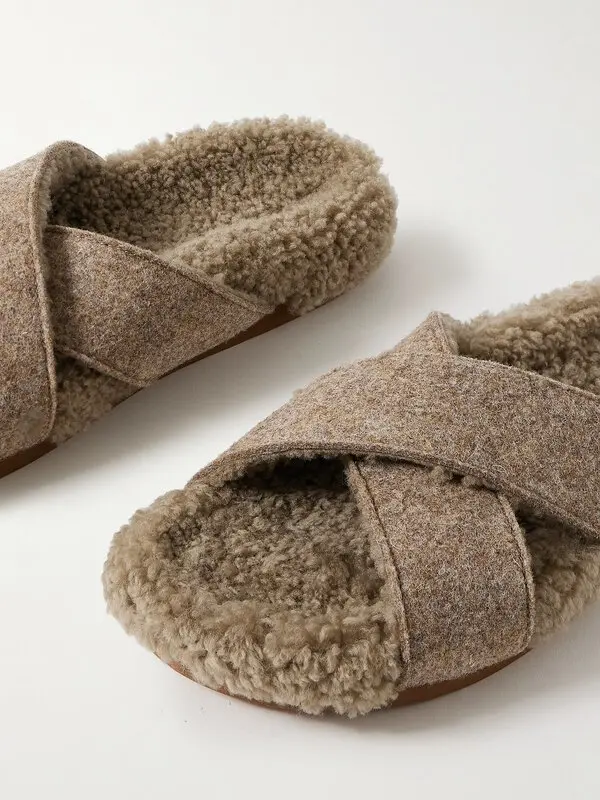 ANCIENT GREEK SANDALS Anilio Felt And Shearling Slides
