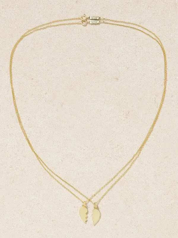 JENNIFER MEYER Set Of Two Mini Piece Of My Heart 18-karat Necklaces - Gold