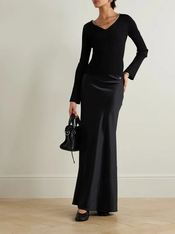 Eterne Bianca Silk-satin Maxi Skirt